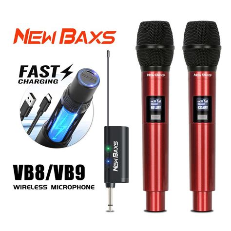 Jual [rechargeable Microphone] New Baxs Vb8 Vb9 Wireless Microphone Indoor Outdoor Uhf Outdoor