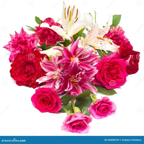 Beautiful Bouquet Of Roses And Lilies Stock Image Image Of Bridal