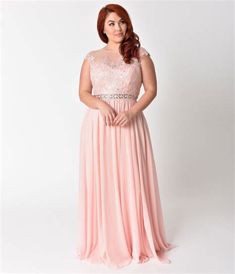 3cheap Long Pink Plus Size Dresses 35