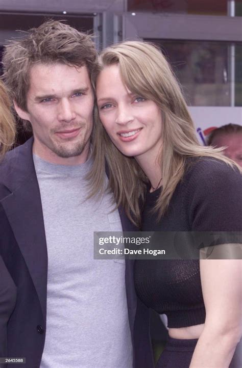 American Actress Uma Thurman And Actor Ethan Hawke Attend The News