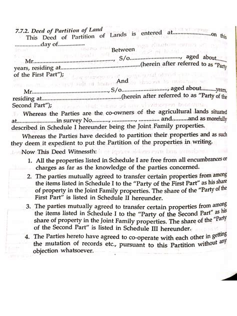 Partition Deed Pdf