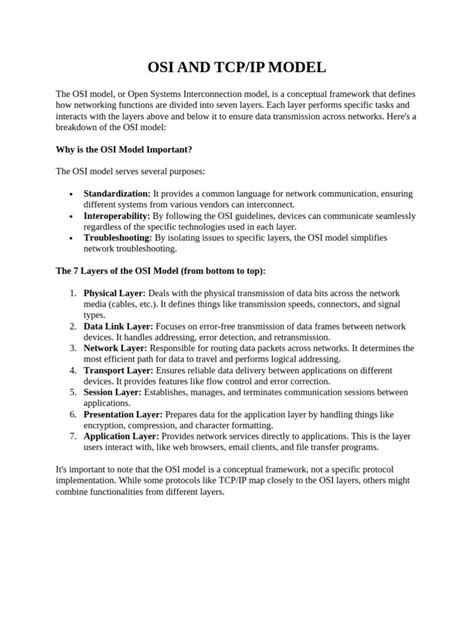 Osi And Tcp Pdf Osi Model Computer Network