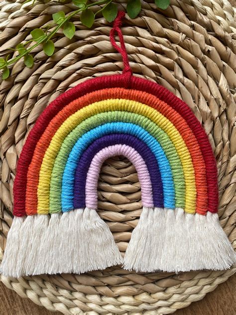 Handmade Macrame Rainbow Wall Hanging Colourful Nursery Decor Etsy