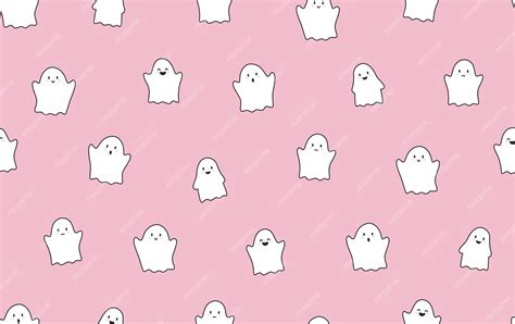 Premium Vector Funny Pink Ghost Seamless Pattern Halloween Wallpaper