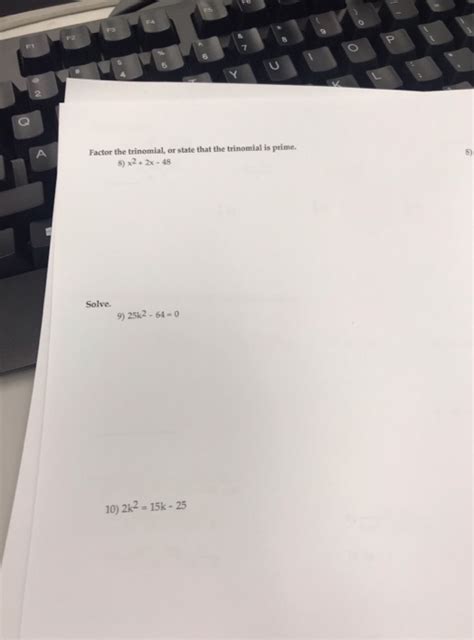 Solved 7 Factor The Trinomial Or State That The Trinomial