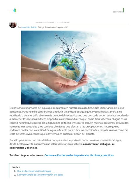 ConservaciÓn Del Agua Importancia Y Técnicas Pdf