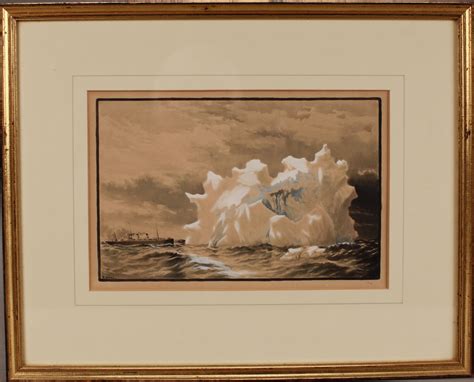 Lot 093 A Gwidle Ship Approaching Iceberg Watercolor Signed Lower