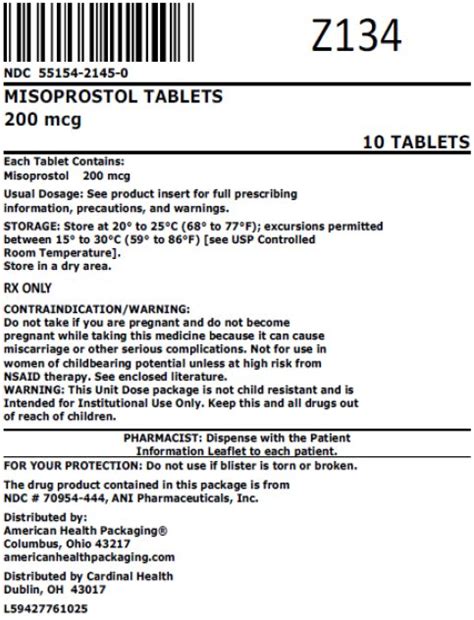 Misoprostol Package Insert Prescribing Information