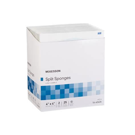 Split Sponges Mckesson 4 X 4 Inch Sterile 6 Ply First