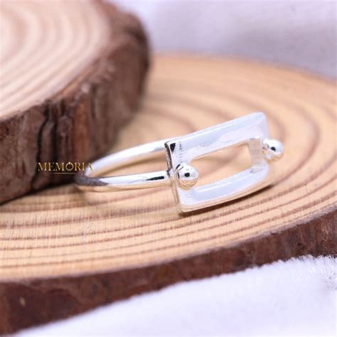 925 Sterling Silver Ring Rectangle Shape Ring Hollow Rectangle Ring Big Silver Ring Silver