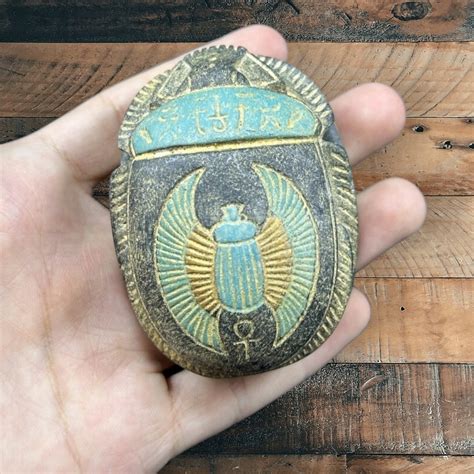 Super Ancient Egyptian Scarab Amulet Beetle Heavy Stone Sculpture With