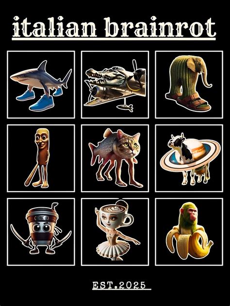 Italian Brainrot Characaters Tiktok Meme Poster For Sale By