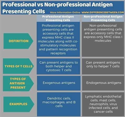 Professional Vs Non Professional Antigen Presenting Cells Tabular Form
