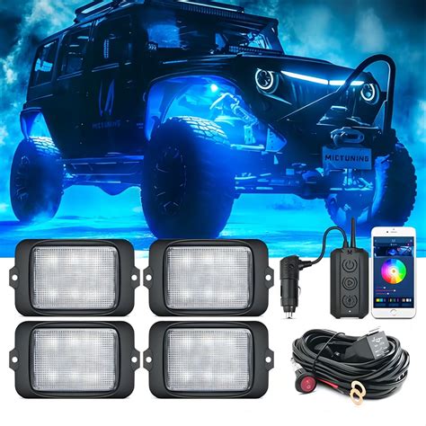 Mictuning C3 Rgbw Led Rock Lights Wireless 4 Pods Multi Color Neon