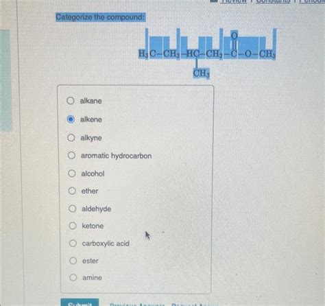 Solved Alkane Alkene Alkyne Aromatic Hydrocarbon Alcohol