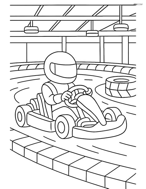 Free Car And Truck Coloring Page Go Kart In Indoor Track Educom