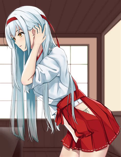 Safebooru 1girl Adjusting Hair Blush Breasts Brown Eyes Hachimaki