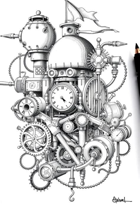 Exquisite Steampunk Machine Illustration A Masterpiece Of Intricacy