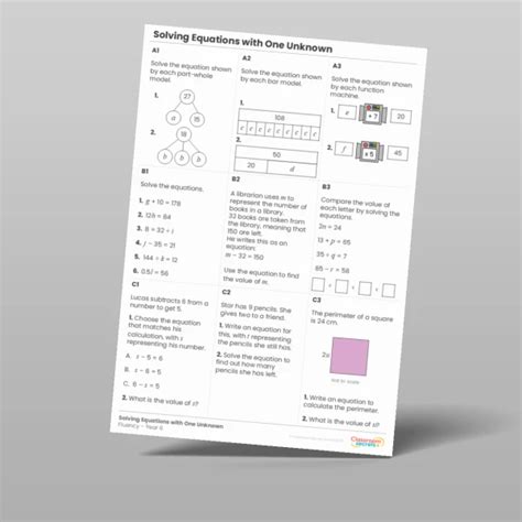 Year 6 Solving Equations With One Unknown Fluency Matrix Resource