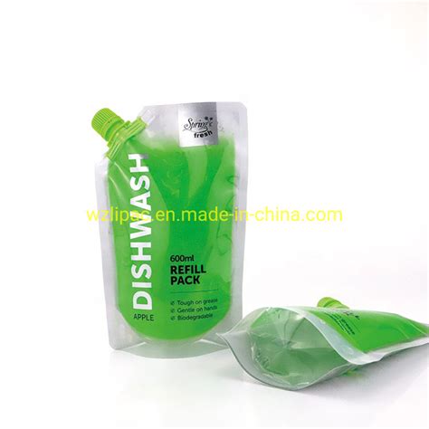 Custom Clear Plastic Spout Pe Stand Up Laundry Detergent Pouch 250ml