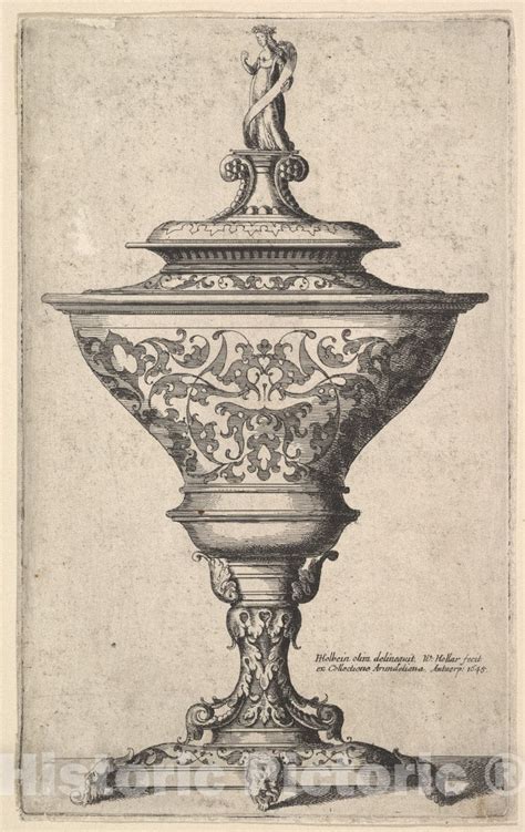 Art Print Wenceslaus Hollar Ornate Goblet On Feet Of Masks Vinta