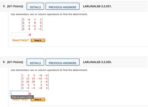 Solved 5 [0 1 Points] Details Previous Answers Larlinalg8