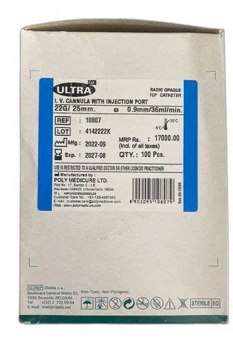 Plastic Polymed Iv Cannula 22 G 25 Mm At ₹ 620 Box In Bhinmal Id 2849744365497