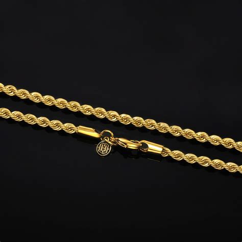 5mm 18k Gold Finish Rope Chain Helloice