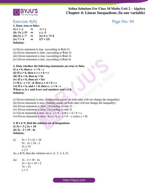 Selina Solution Concise Mathematics Class 10 Chapter 4 Linear Inequations In One Variable