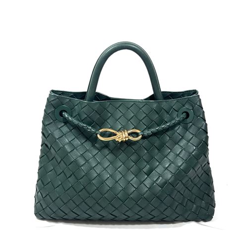 Bottega Veneta Andiamo Medium Crossbody Bag In Dark Green Intrecciato