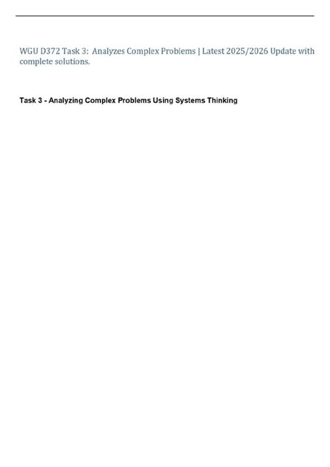Wgu D372 Task 3 Analyzes Complex Problems Latest 20252026 Update