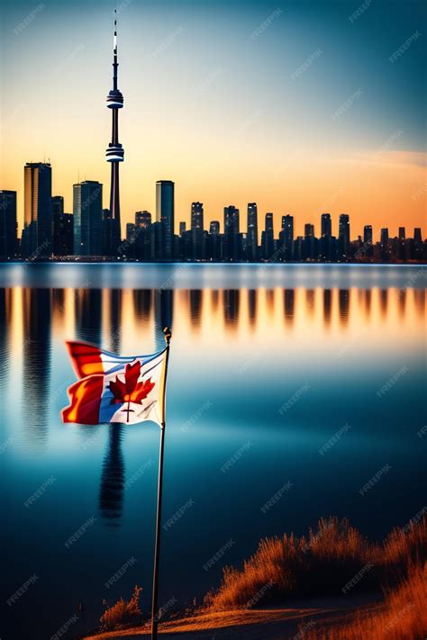 Premium Photo A Flag With The Canadian Flag In The Foreground Is In