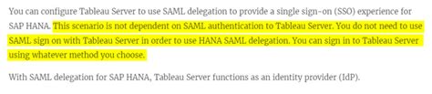Sso Connection Issue From Tableau Server To Sap Hana