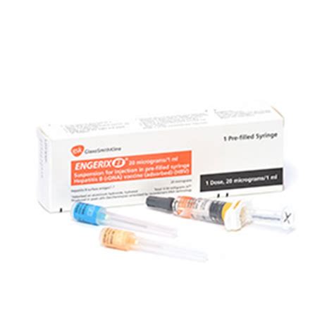 Engerix B Adult Pre Filled Syringe 20mcg1ml 1 Ashtons