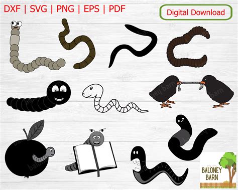 Worms Clipart Worm Svg Earthworm Silhouette Book Worm Apple Worm