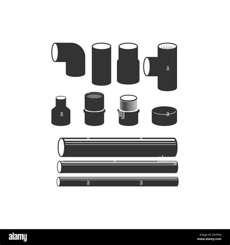Set Collection Of Pipe Connection For Water Oil Industries Illustration Vector Stock Vector