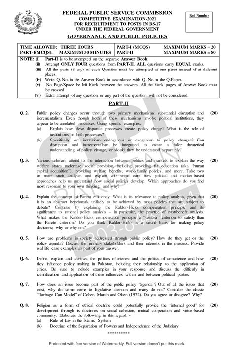 Css Past Papers Governance And Public Policies 2021 Cepi Pakistan