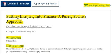 A New Paradigm Of Integrity