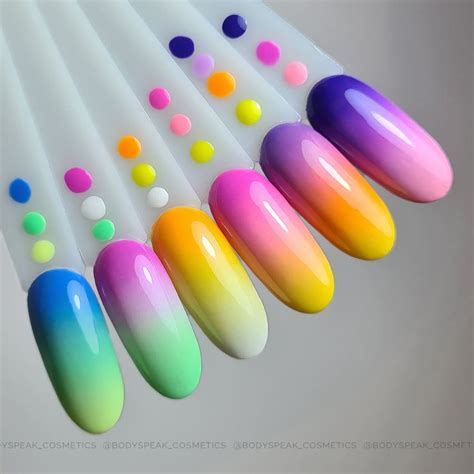 🌞 Summer Nail Ombre Inspo 💜🧡💛💚🩷 Nail Shapes Ombre Nails Nails Desing