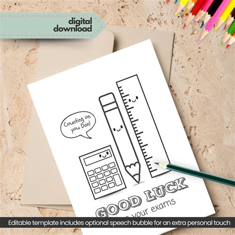 Good Luck Exam Card Printable Instant Download For Tests And Assessments Etsy