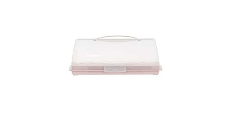 Rectangular Plastic Cake Storage Box With Handle And Lid 355x15x14 Cm