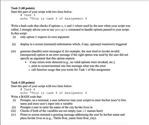 Assignment 04 A Bash Script Performing Four Tasks