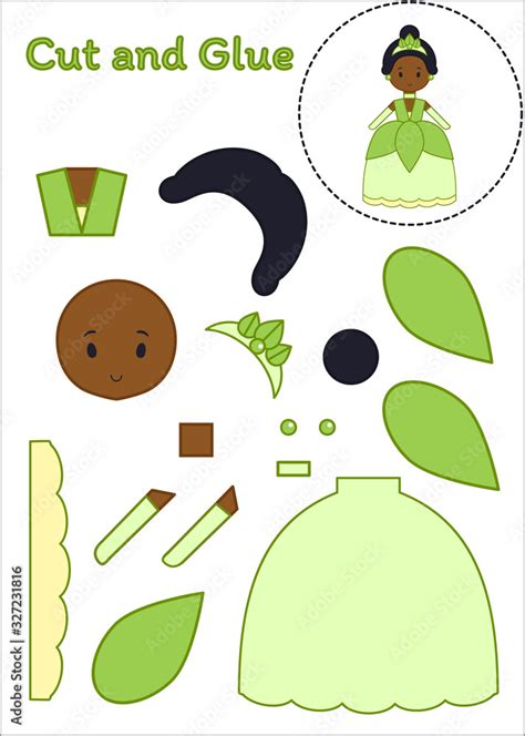 Cut And Glue Worksheet Princess And The Frog Stock Vektorgrafik Worksheets Library