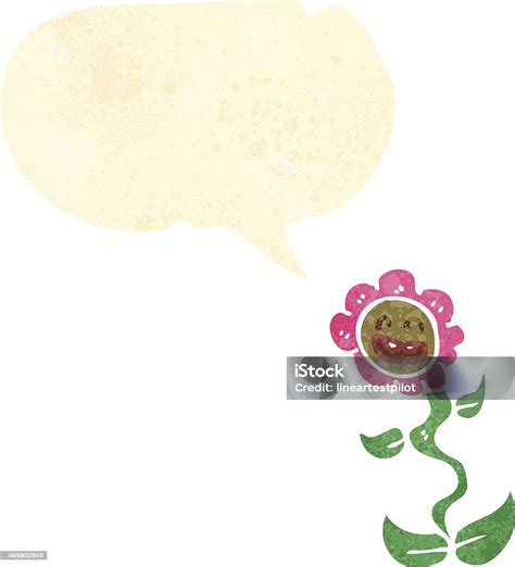 Retro Cartoon Talking Flower Stock Illustration Download Image Now
