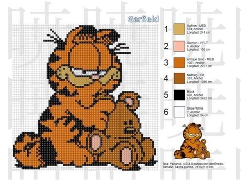 Cartoon Cross Stitch Garfield Pixel Art Grid Garfield Alpha Pattern