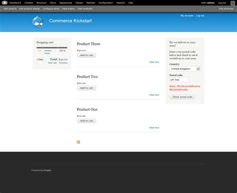 Commerce Postal Code Filter