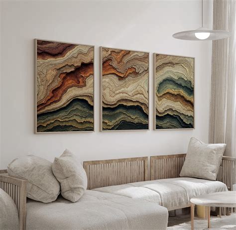Earth Tone Geological Abstract Wall Art Set Of 3 Rock Formation