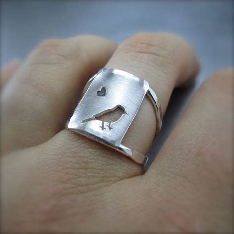 Bird Ring Chickadee Lovebird Silver Bird Ring By Beth Etsy Silver Bird Ring Bird Rings Rings