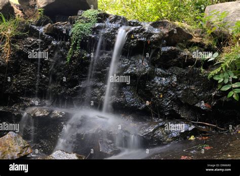 Waterfall In The River To Pass Through Santa Fe Del Montseny Stock