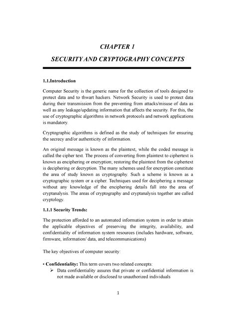 Cns U1 Chapter 1 Security And Cryptography Concepts 1 1 Computer Security Is The Generic Name